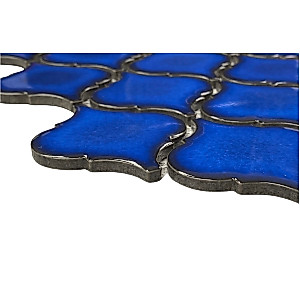 Tenedos Premium Cobalt Blue 2 Inch Lantern Glossy Porcelain Mosaic Tile Backsplash for Kitchen, Bathroom Shower, Pool Tiles (20 Sheets)