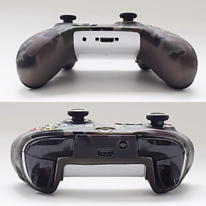 Hikfly Silicone Gel Controller Cover Skin Protector Kits for Xbox One/Xbox One S/Xbox One X Controller Video Games(1 x Controller Camouflage cover with 8 x Thumb Grip Caps)(Grey)