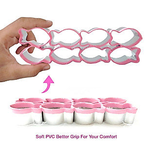 WLIBER Gold Fish Cracker Cookie Cutter - 8 x 1.5 Inch Mini Fish Stainless Steel With Top PVC, Goldfish Cracker Cutter, Mini Cookie Cutters For Kids, Sea Animal Cookie Cutters Molds For Baking