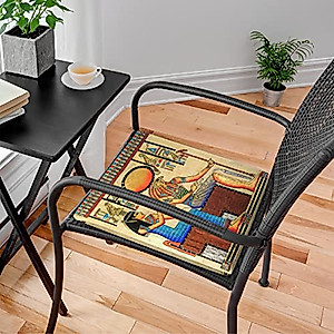 AUUXVA Seat Cushion Egyptian Papyrus Horus Queen Chair Cushion 16x16in Soft Foam Dorm Chair Pad with Washable Zipper Cushion Cover for Kitchen Dining Office Patio Furniture Cushion