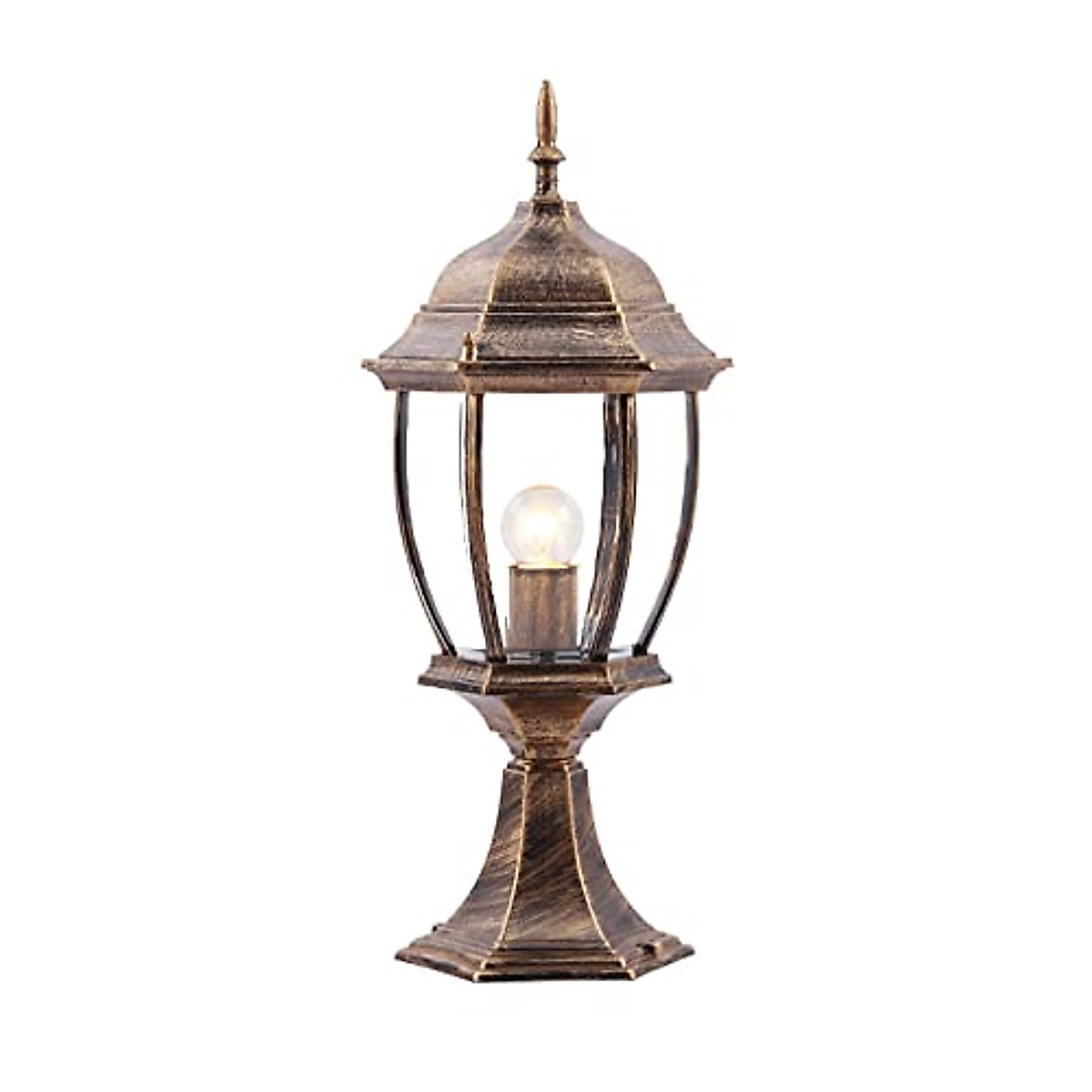 JSBDPHW Retro Style E27 Pillar Lamp Outdoor Waterproof Post Light Glass Lampshade Villa Courtyard Fence Column Light Lawn Lamp Base Landscape Light