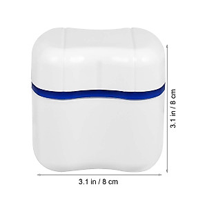 Retainer Case with Strainer Basket - Denture Storage Container Case Denture Cleaning Case for Braces, Dentures & Aligners (Blue)
