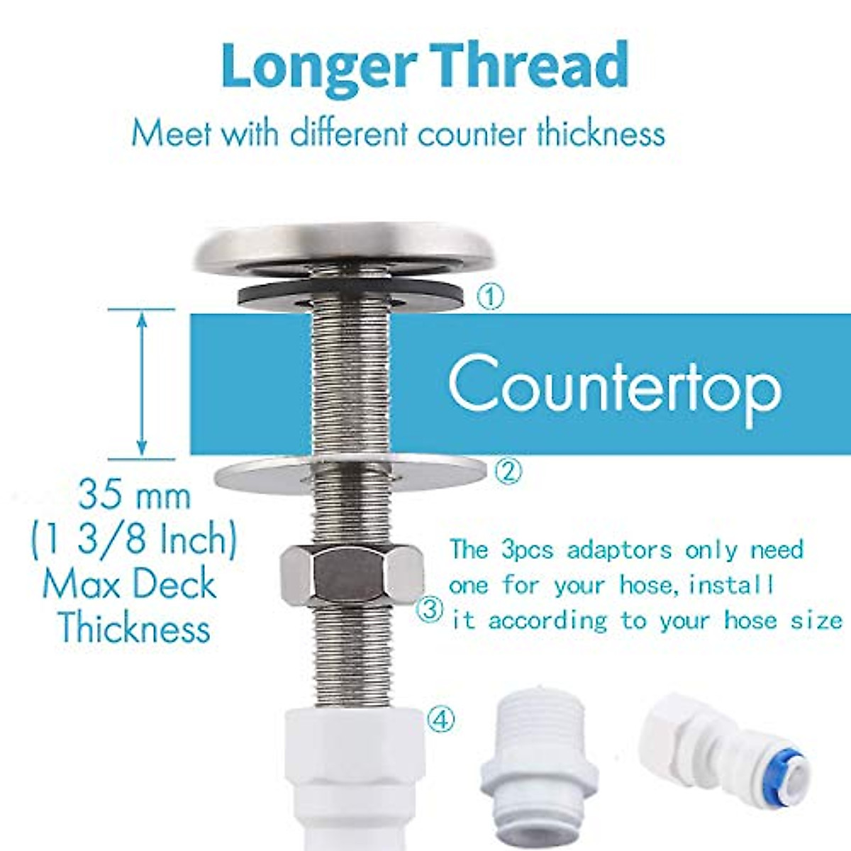 Kmeino (Oil Rubbed Bronze) Water Drinking Faucet 100% Lead-Free Water Filter Faucet Fits Most RO Units or Water Filtration System Stainless Steel Body Sink Water Filtration Faucet Mini Tube