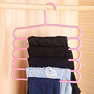 Color Five-Layer Pants Rack Multi-Function Wardrobe Hanging Pants Hanger Scarf Scarf Tie Rack Blue