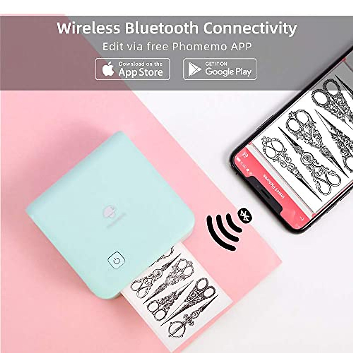 Phomemo Sticker Printer - M02 PRO, 300 dpi High Resolution Bluetooth Thermal Sticker Printer, Wireless Portable Pocket Mini Printer, Sticker Maker, Mini Photo Printer for iPhone & Android Phones