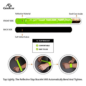 Reflective Bands Running Gear 6 Pack-Adjustable Reflective Armband Arm Wrist Ankle Leg Bands Reflectors -Reflective Tape Straps for Clothing Night Running Cycling Walking -Slap Bracelets,Green