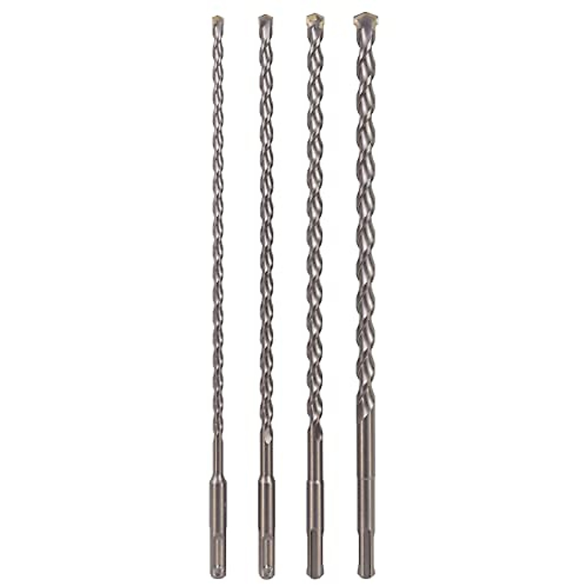 Sabre Tools 4-Piece 12in SDS Plus Drill Bit Set, Carbide Tipped, Rotary Hammer Drill Bits for Brick, Stone, Concrete (1/4" x 12", 5/16" x 12", 3/8" x 12", 1/2" x 12")