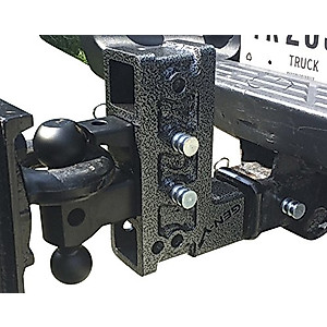 GEN-Y GH-424 MEGA-Duty Adjustable 5" Offset Drop Hitch with GH-031 Versa-Ball, GH-032 Pintle Lock for 2" Receiver - 10,000 LB Towing Capacity - 1,500 LB Tongue Weight