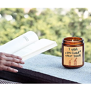 Lavender Scented Candles - I Wish You Lived Next Door - Best Friend, Friendship Gifts for Women, Mothers Day, Birthday Gifts for Friends Mom Wife - Going Away Gifts for Friends Moving