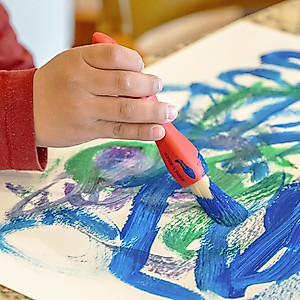 READY 2 LEARN Triangle Grip Paint Brushes - Set of 6 - 1 Size - 18m+ - Easy to Grip Paint Brushes for 2, 3 and 4 Year Olds - Encourage Writing Grip