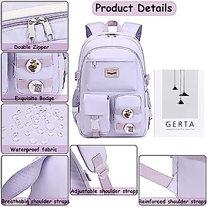 Makukke School Backpacks for Teen Girls - Laptop Backpacks 15.6 Inch College Cute Bookbag Anti Theft Women Casual Daypack,Purple Backpack
