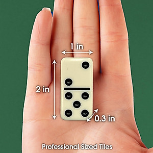 Double Six Professional Dominoes - White with Black Dots, Case Color May Very