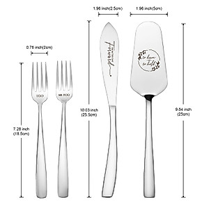 AW BRIDAL ME Too and I Do Wedding Cake Knife and Server Set with Forks, Engraved Cake Cutting Set Pie Dessert Servers Gifts for Wedding Anniversary Bridal Shower Engagement