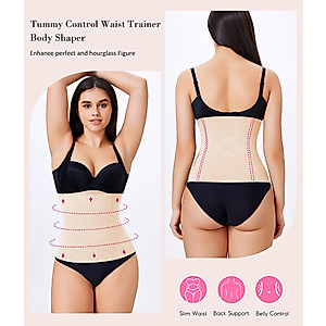 Nebility Womens' Waist Trainer Tummy Control Waist Cincher Slim Body Shaper (Beige Without Hook, S)