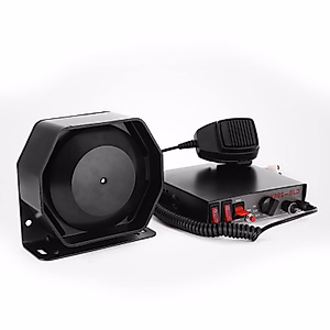 200W Siren Bundle 8 Tones Emergency Warning Siren with PA Speaker MIC System Vehicle Siren Box Fit for Police, Ambulance, Fire Fighting and Engineer Vehicles