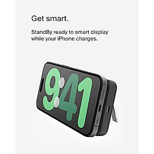Belkin BoostCharge Wireless Power Bank 5K w/MagSafe Compatible 7.5W Charging, Built-in Pop-up Kickstand - Compatible w/iPhone 15, 15 Plus, 15 Pro, 15 Pro Max, iPhone 14, AirPods, and More - Black