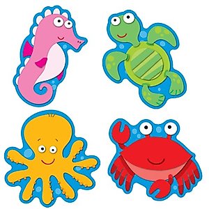Carson Dellosa Colorful 36 Piece Sea Life Bulletin Board Cutouts, Colorful Sea Creatures Bulletin Board Decorations, Sea Creatures Ocean Classroom Décor