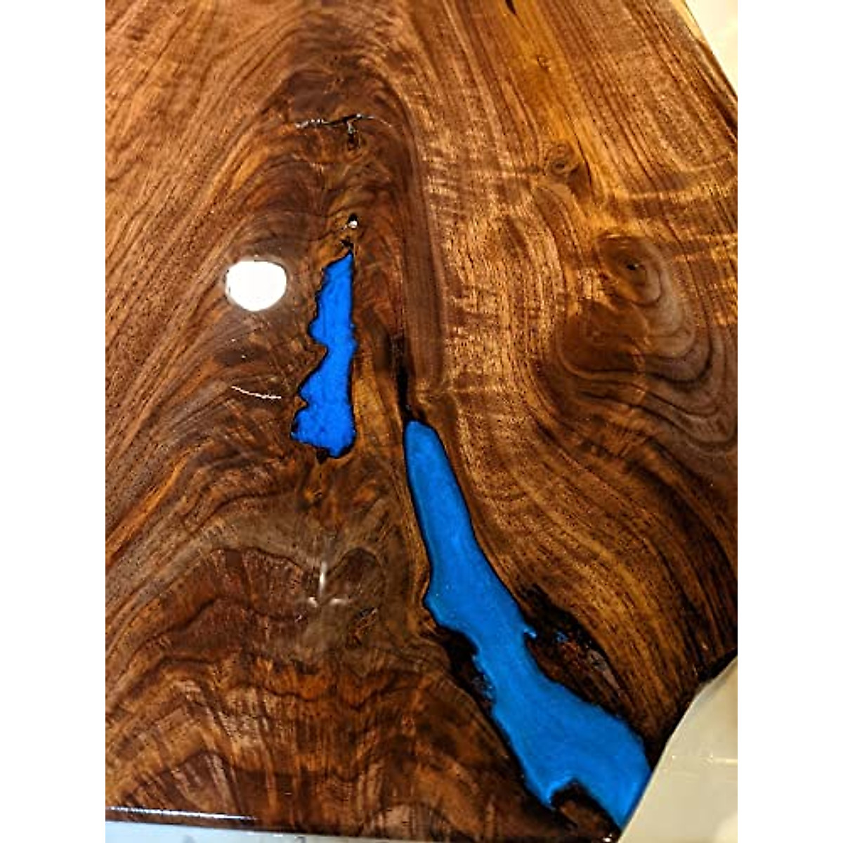 Black Walnut blue epoxy River Dining Table,Top 7' 6" Long by 40" to 44 Wide