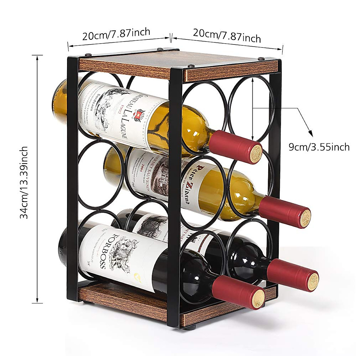 Wine Rack, Countertop Wine Holder for 6 Bottle Wine, Perfect for Home Décor Bar Wine Cellar Basement Cabinet Pantry