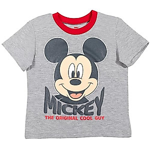 Disney Mickey Mouse Infant Baby Boys T-Shirts and French Terry Shorts Red/Grey 18 Months