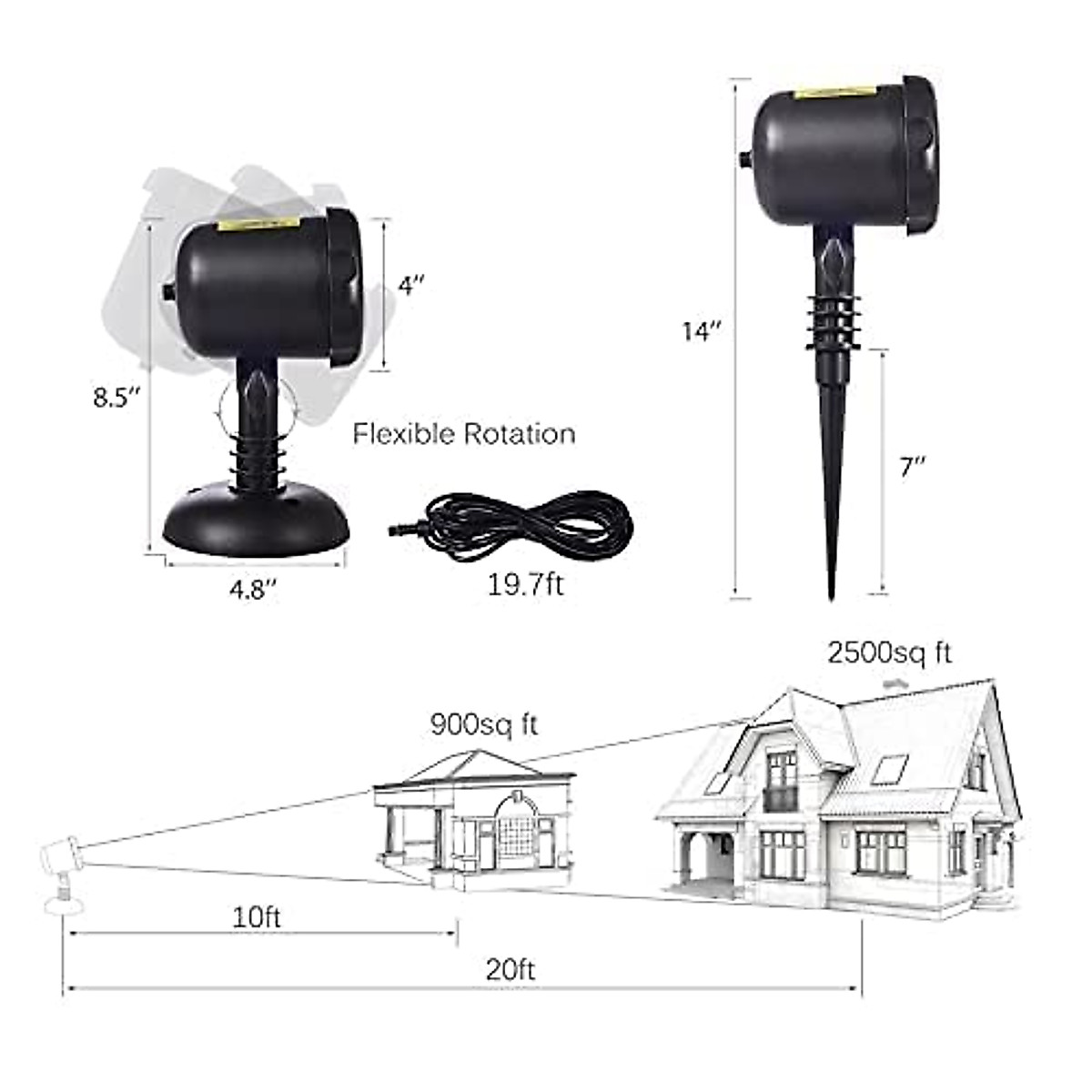Motion 8 Patterns in 1, Outdoor Indoor Garden Laser Lights, Projector Laser Lighting Show, Waterproof, Landscape Lighting Ornament Decoration for Christmas, Holidays and Parties