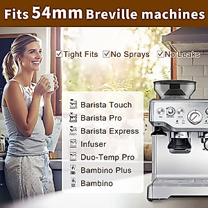 Lapto 54mm Coffee Bottomless Portafilter, Compatible with Breville Barista Bes 870/878/880 Replacement Parts Bottomless Portafilter（brown）.