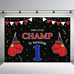 MEHOFOND 7x5ft Boxing Birthday Party Backdrop Boy First 1st Bday Red and Black Boxer Sport Photography Background Banner Fight Night Photo Booth Props