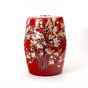 ANNESA Garden Decorative Stool, Ceramic Circular Glazed Pattern is Suitable for Garden, Courtyard, Lawn Drum Stool