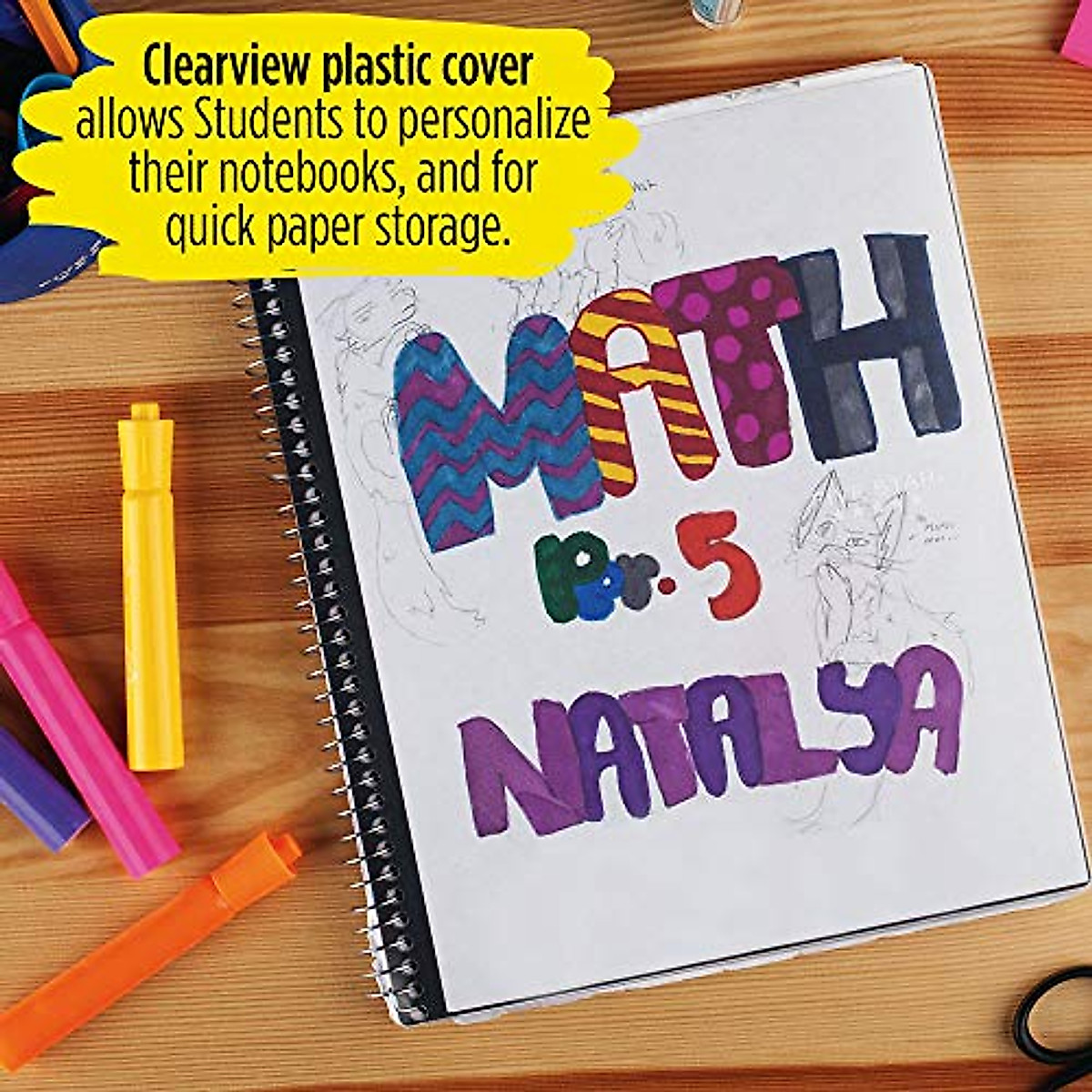 Five Star Interactive Notetaking, 1 Subject, College Ruled Spiral Notebook, 100 Sheets, 11" x 8-1/2", Customizable, Purple (06374AB6)