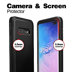 SURITCH for Samsung Galaxy S10 Plus Case, [Built-in Screen Protector] 360° Full Protection Military Grade Shockproof Rugged Bumper Thick Protective Phone Cover for Samsung S10 Plus 6.4 Inch - Black