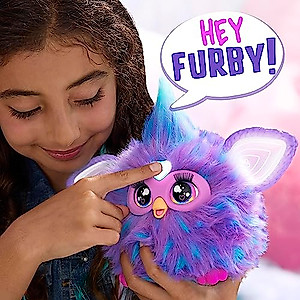 Furby Purple, 15 Fashion Accessories, Interactive Plush Toys for 6 Year Old Girls & Boys & Up, Voice Activated Animatronic
