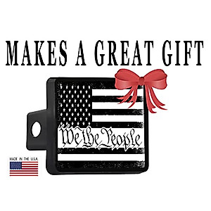 USA American Flag Trailer Hitch Cover Plug US Patriotic Vintage Rustic Flag Constitution We The People
