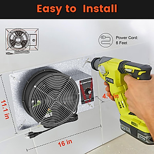 Abestorm 720CFM High Air Flow Crawlspace Ventilation Fan, IP55 Rated 10" Vent Fan with Humidistat & Freeze Protection Thermostat for Crawl Space, Basement, Garage, Attic with Isolation Mesh