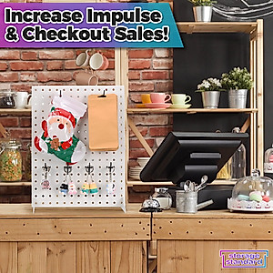Pegboard Display Stand for Craft Shows & Fairs - Metal Store Display for Selling Accessories, Earring, Jewelry, Pin Display Stands for Retail Stores, Vendors & Events - 17" x 13” Designer White