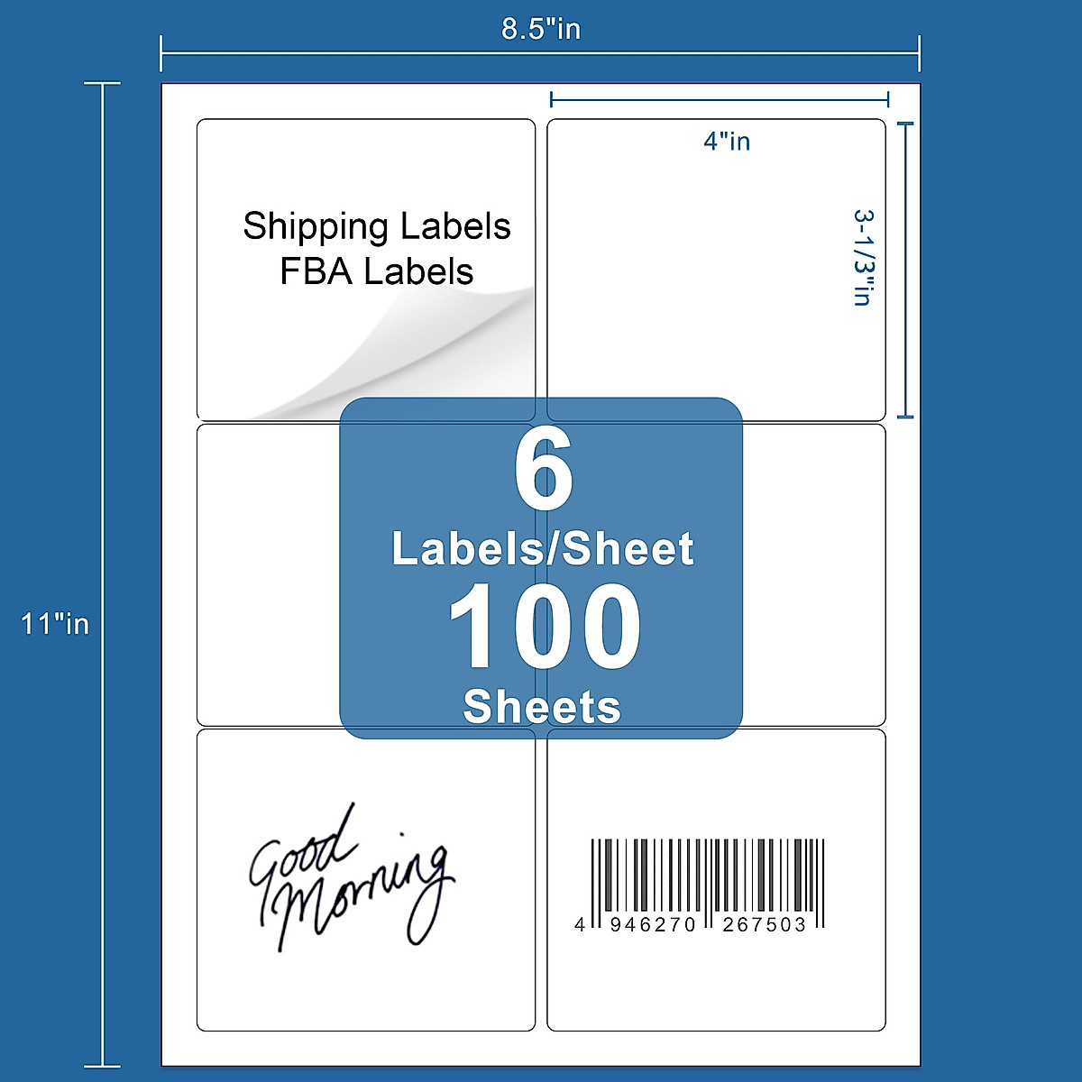 Address Labels, 3-1/3"x4" Shipping Address Labels for Inkjet & Laser Printers, 600 Labels, 100 Sheets, Easy to Peel