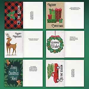 ZICOTO Beautiful Christmas Cards Set of 24 - Incl. Bulk Envelopes, Matching Stickers And Storage Box - Perfect to Send Warm Holiday Wishes to Friends and Family
