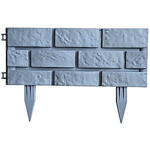 Ram® 8 X Grey Brick Effect Garden Lawn Edging Grey Lawn Border Stone Effect 5M METRE