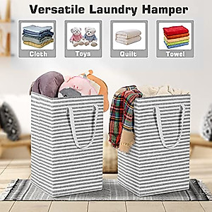 MecTo 72L Collapsible Laundry Hamper Freestanding Laundry Basket with Easy Carry Long Handles, Foldable Clothes Hamper Storage Basket for Bathroom Bedroom Dorm, Grey