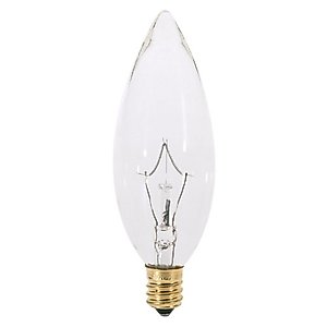 (25 Pack) Satco S3282 Torpedo Incandescent Light Bulb, 25 Watt, Clear