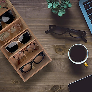 House Tricks CatchAll Tray for Entryway Table - Sunglass Drawer Organizer Tray with Removable Dividers to Storage Wallet/Watches/Keys/Cellphones (Acacia)