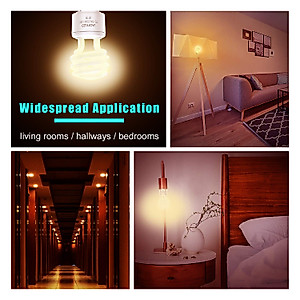 JACKYLED UL-Listed 13w Gu24 CFL 2700k T2 Spiral Gu24 Base 2-Prong Warm White Gu24 Fluorescent Light Bulbs Indoor Use (4-Pack)