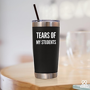 Panvola Tears Of My Students Vacuum Insulated Tumbler Teacher Gifts From Student Funny College Professor Dad Mom Son Daughter Graduation Appreciation Drinkware Travel Mug (20 oz, Black)
