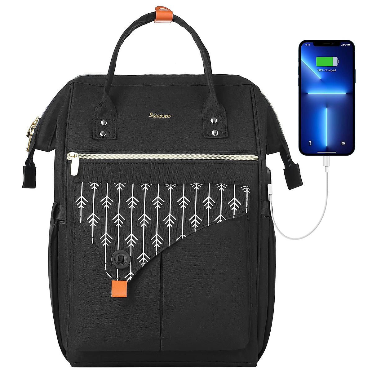 MOMUVO Travel Backpack for Women Laptop Backpack 15.6 Inch,School College Bookbag Work Bag with USB Charging Port,Casual Daypack Teacher Backpack Pink Grey