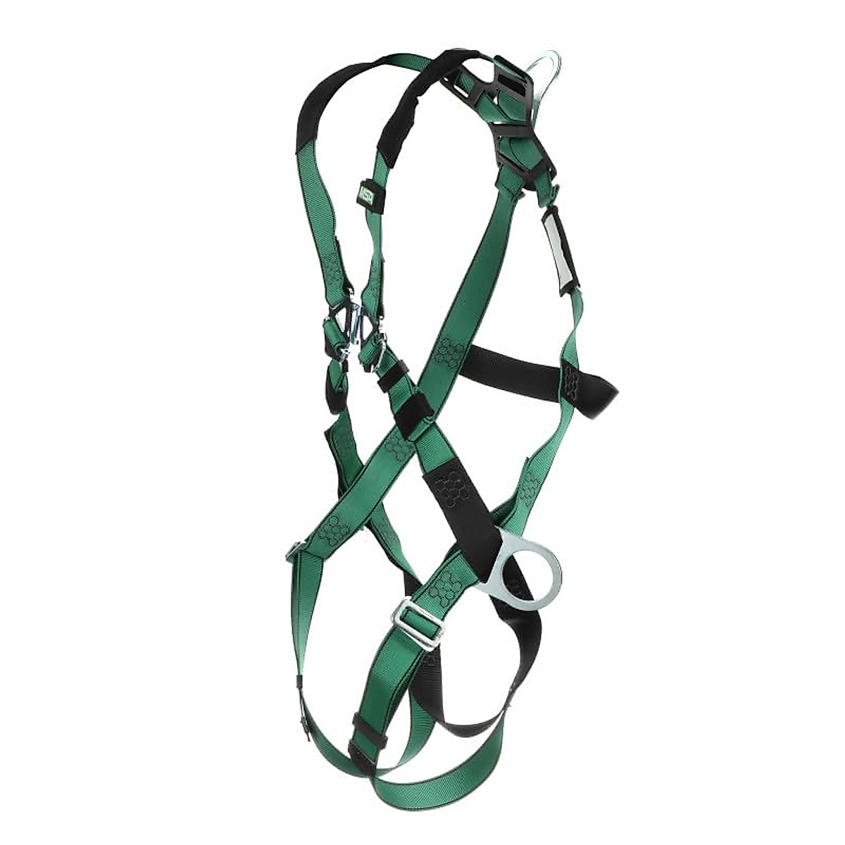 MSA 10197231 V-Form Full Body Safety Harness - Size: Extra Large, D-Ring Configuration: Back/Hip, Qwik Fit Leg Straps, Color: Green, Full Body Harness, Durable, Fall Protection