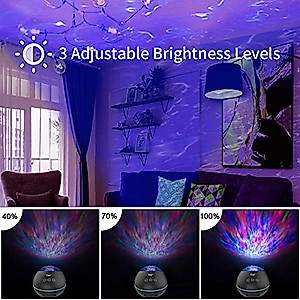 esonstyle LED Night Light for Kids, Ocean Wave Projector with Music White Noise/Timer/Bluetooth Speaker Remote Control，Galaxy Lights Projector for Bedroom/Room Decor
