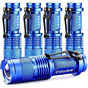 enjoydeal Mini LED Flashlights 5 Pack Pocket Pen Flashlight Ultra Bright 350 Lumens Waterproof Zoomable Flashlight with 3 Mode for Kids Camping Cycling Hiking Emergency Torch Light