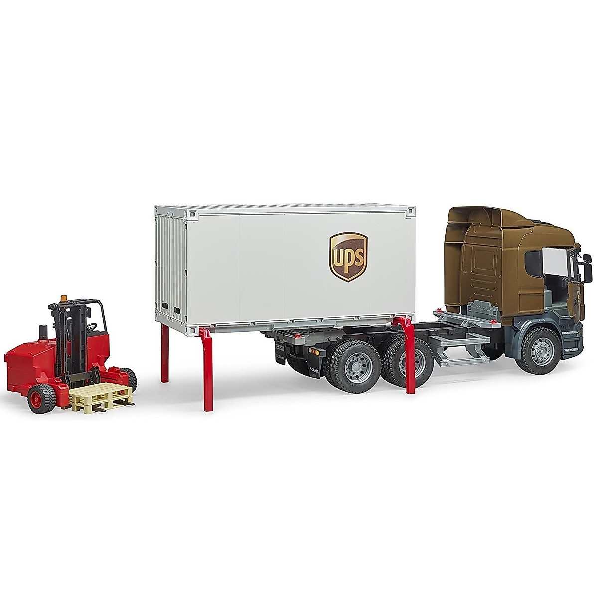 Bruder 03581 Scania R-Series Ups Logistics Truck with Forklift Vehicles