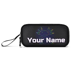Gredecor Custom Pencil Case for Girls Boys Kids Rainbow Axolotl Personalized Name Large Capacity Pouch Bag Pen Boxes Customizable Stationery Bag School Supplies