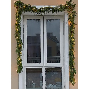 6FT PARTY JOY Seasonal Artificial Christmas Garland with Lights Pine Needle Cypress Garland for Holiday Winter Indoor Outdoor Decor