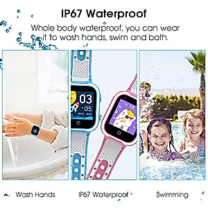 4G Smart Watch for Kids, Smart Watch with GPS Tracker Two Way Calling, Text Voice & Video Chat, SOS, WiFi, Waterproof Touch Screen Wrist Watch Suitable for 4-12 Boys Girls Birthday Gifts. (Pink)